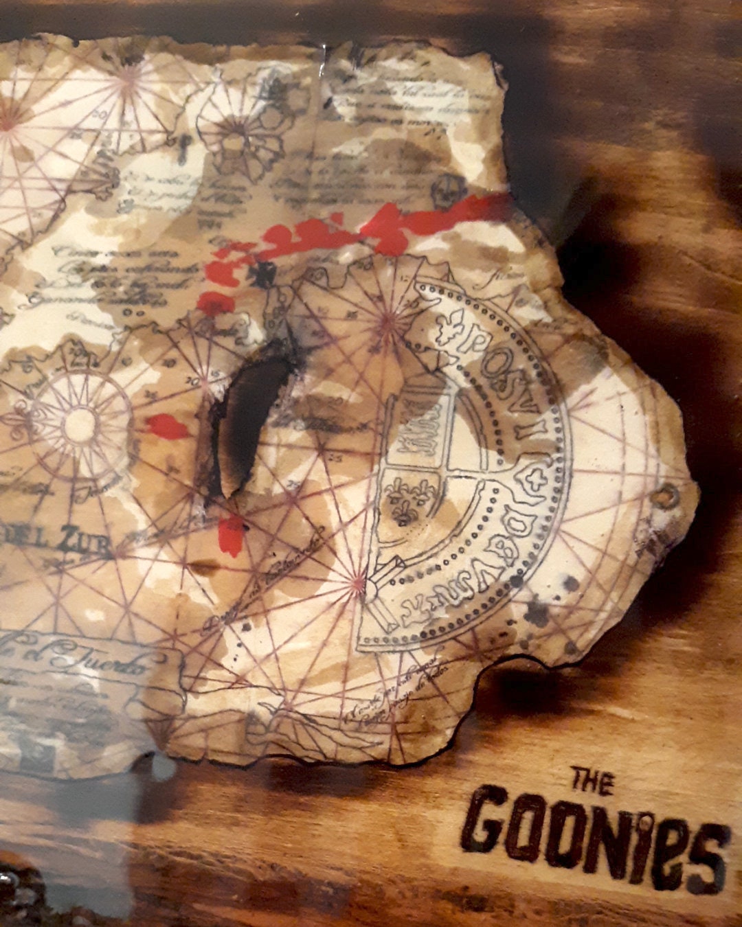 Goonies Treasure Map Replica on Live Edge Wooden Slab, Wall Art, Man Cave, the Goonies, Movie ...