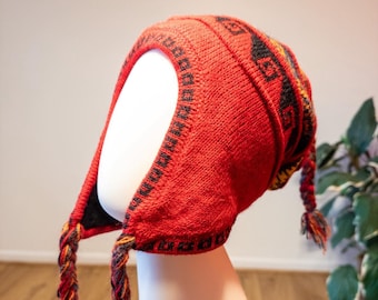 Green Peruvian Alpaca Chullo Hat, Ethnic Beanie Unisex, Soft Alpaca ...