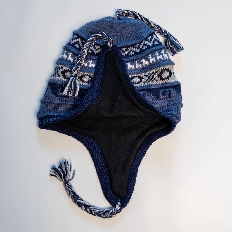 Blue Peruvian Alpaca Chullo Hat, Ethnic Beanie Unisex, Soft Alpaca Wool ...