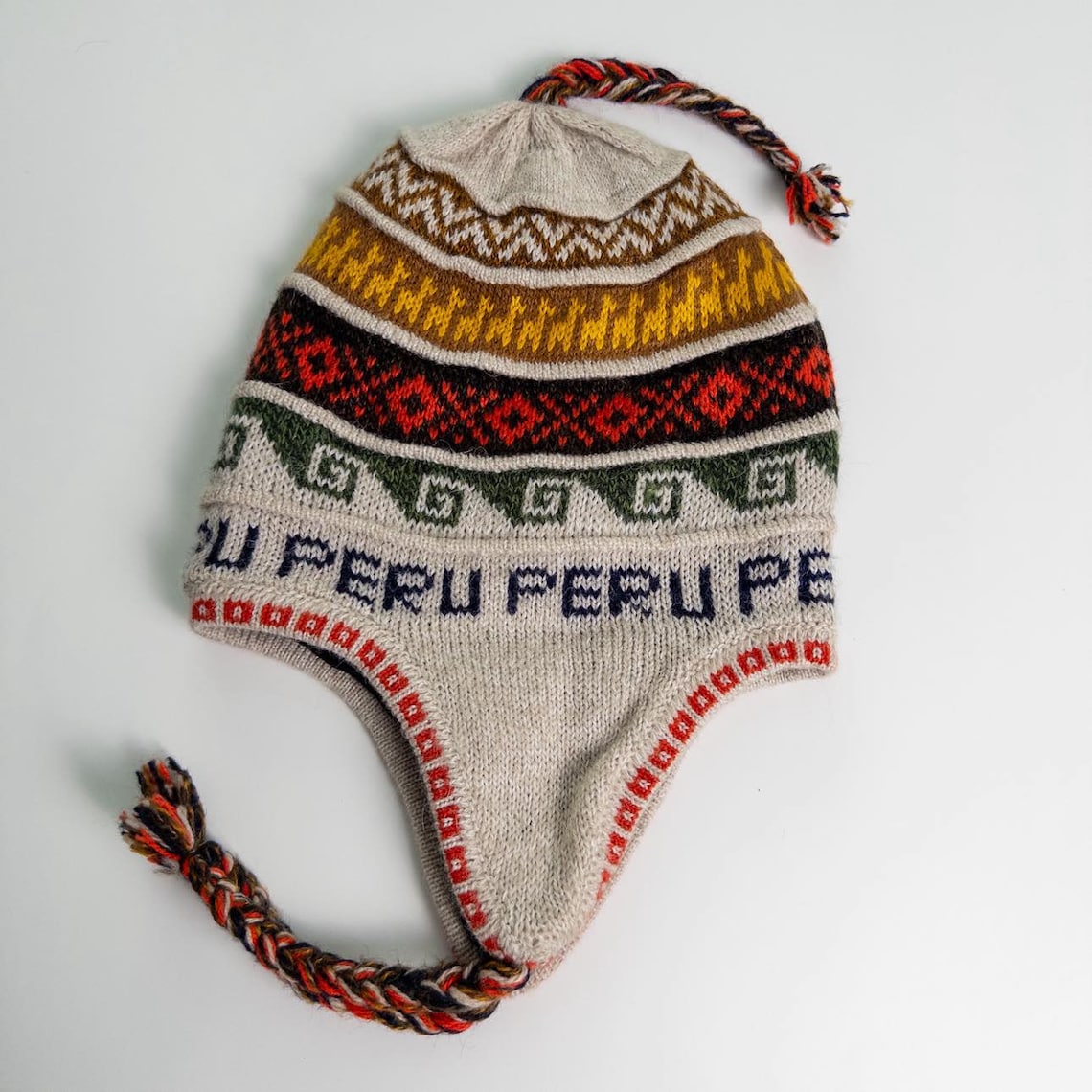 Gray Peruvian Alpaca Chullo Hat, Ethnic Beanie Unisex, Soft Alpaca Wool ...