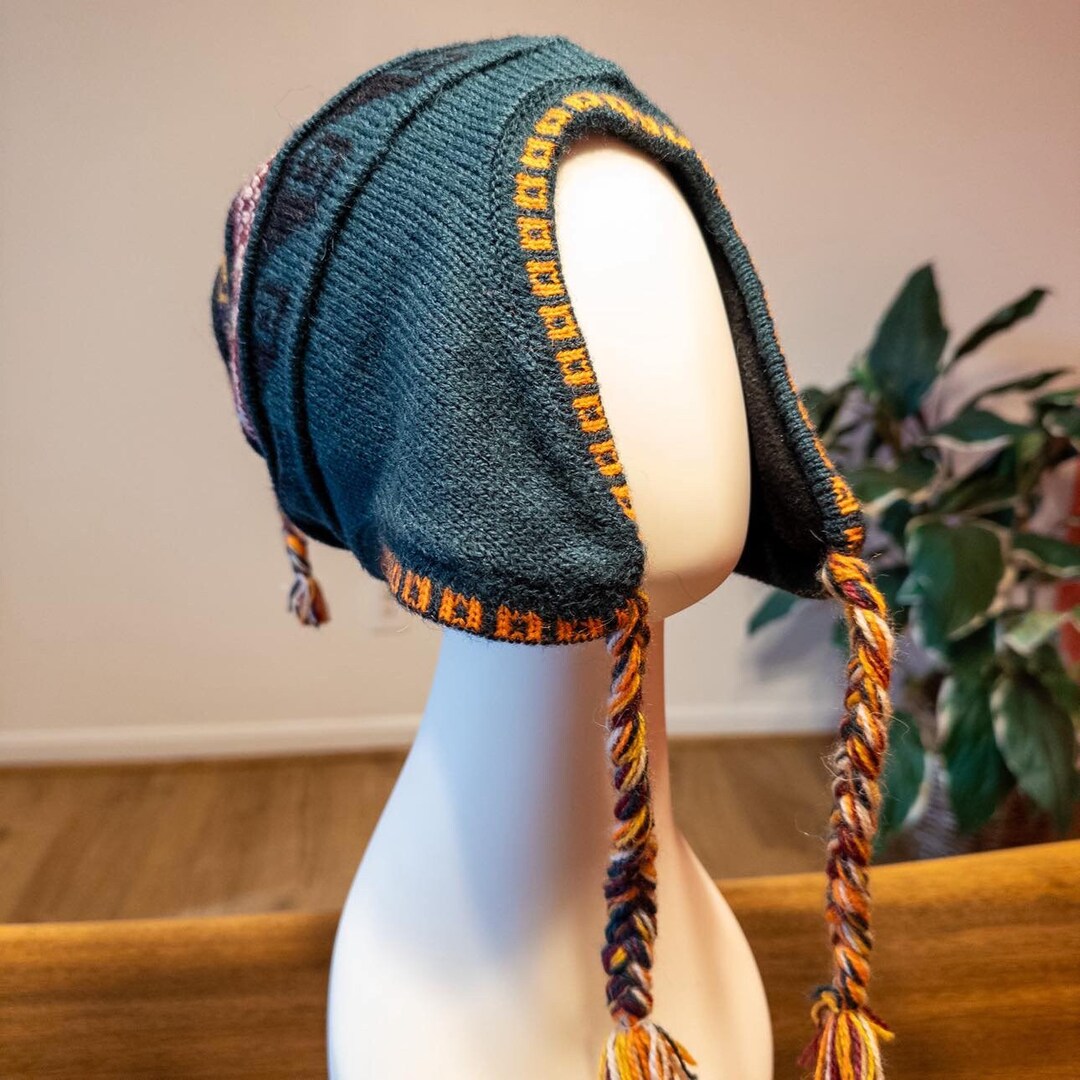 Green Peruvian Alpaca Chullo Hat, Ethnic Beanie Unisex, Soft Alpaca ...