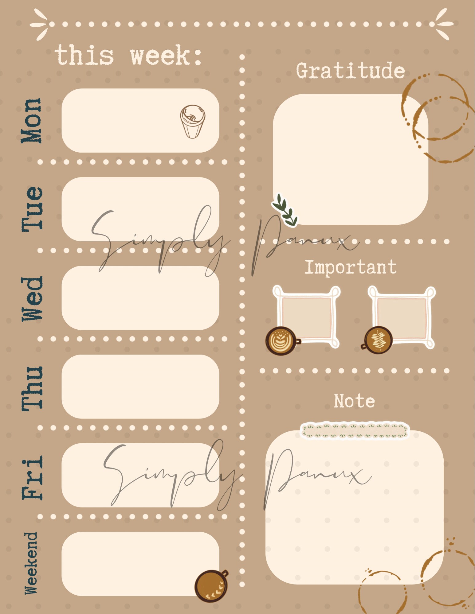Coffee Printable Planner Set Downloadable Planner - Etsy