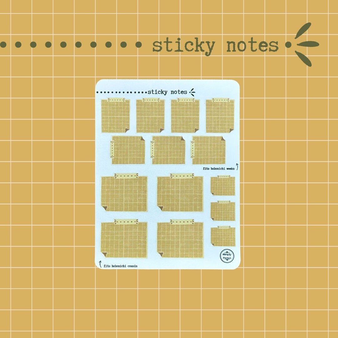 Hobonichi Mini Sticky Notes in Honey Hand Drawn Planner Stickers and ...
