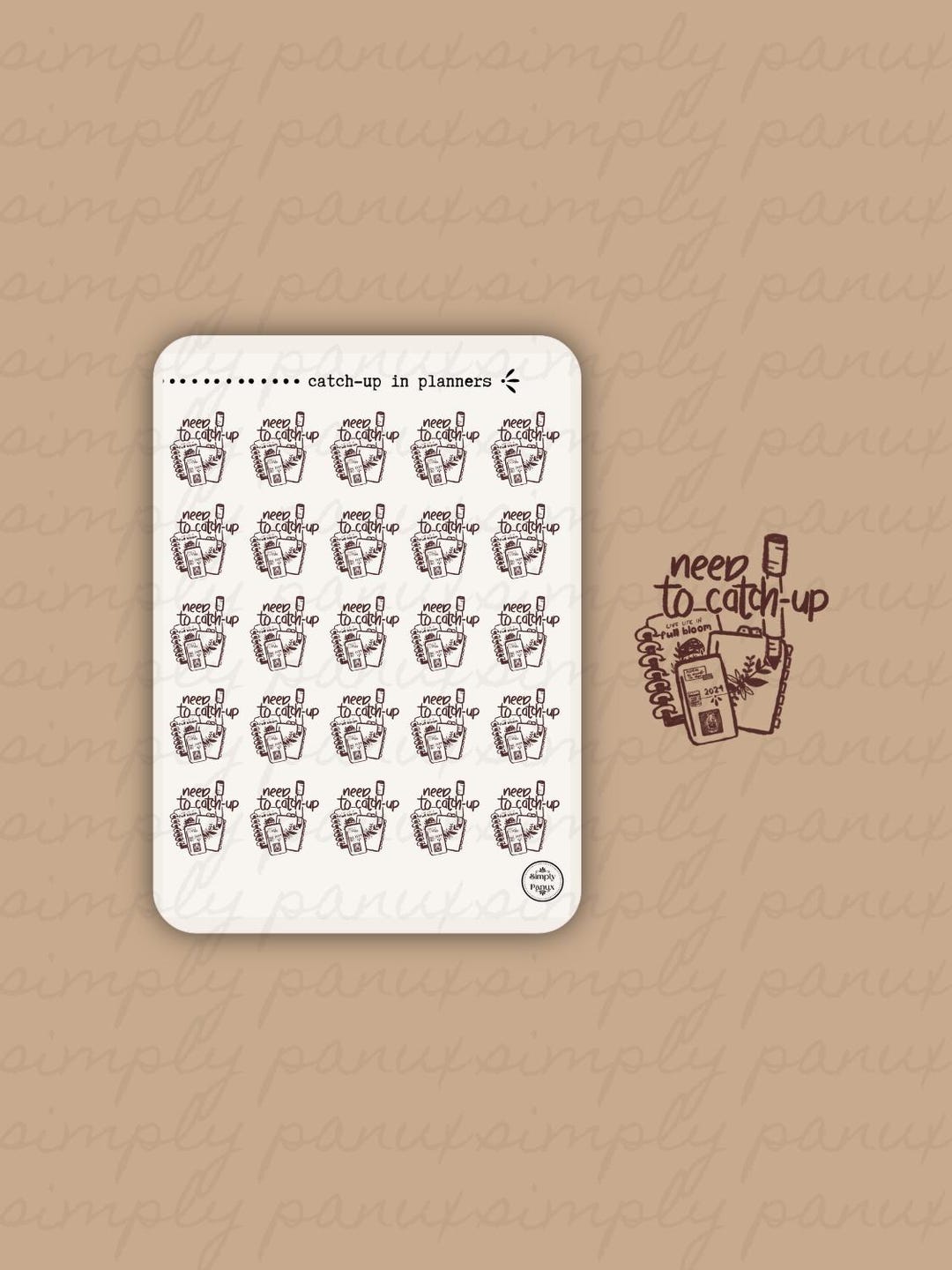 Catch-up Planner Icons Sketch Style Sticker Icons for Hobonichi ...