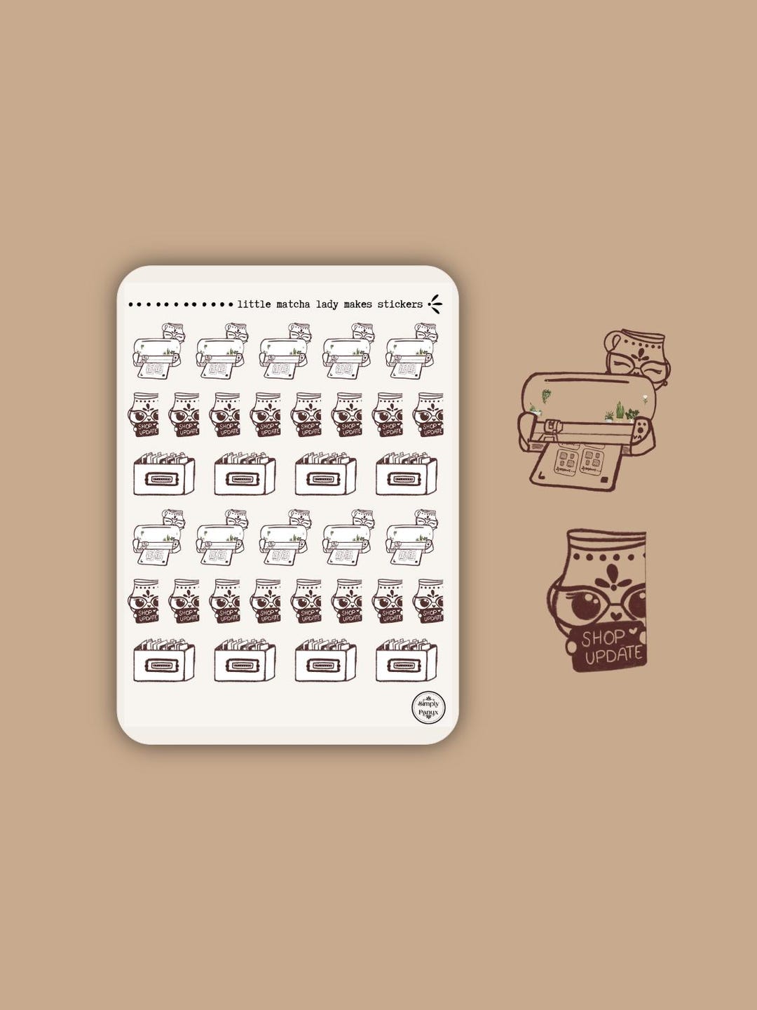 Little Matcha Lady Makes Stickers Clear Matte Icon Stickers - Etsy