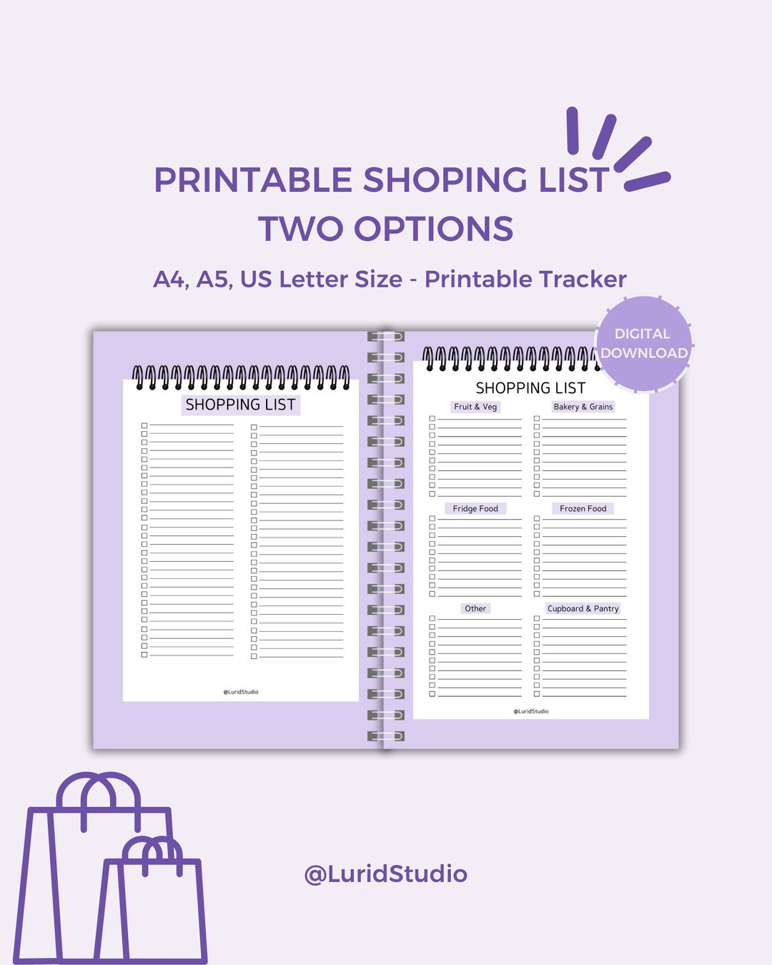 Printable Shopping List, Digital Shopping List, Simple and Minimal List ...