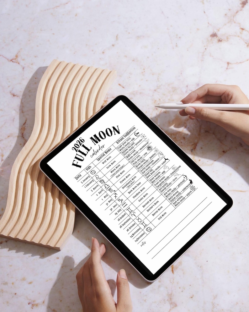 2026 Full Moon Calendar, Rituals & Zodiac Guide, Digital Download ...