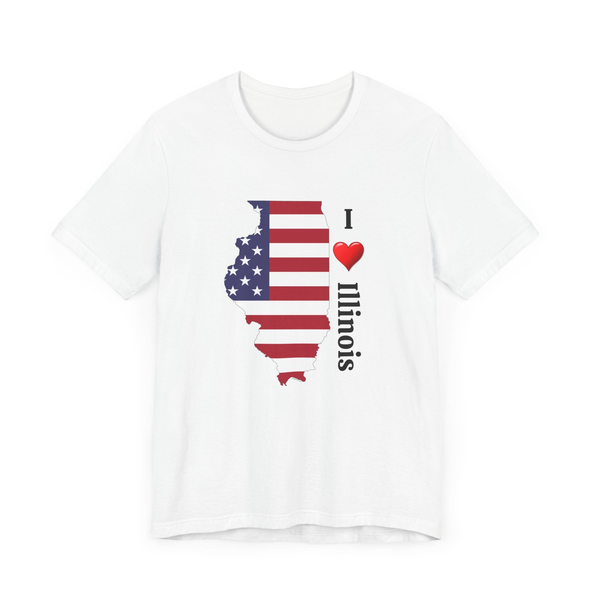 I Love Illinois State Shape With United States Flag Unisex Jersey Short ...