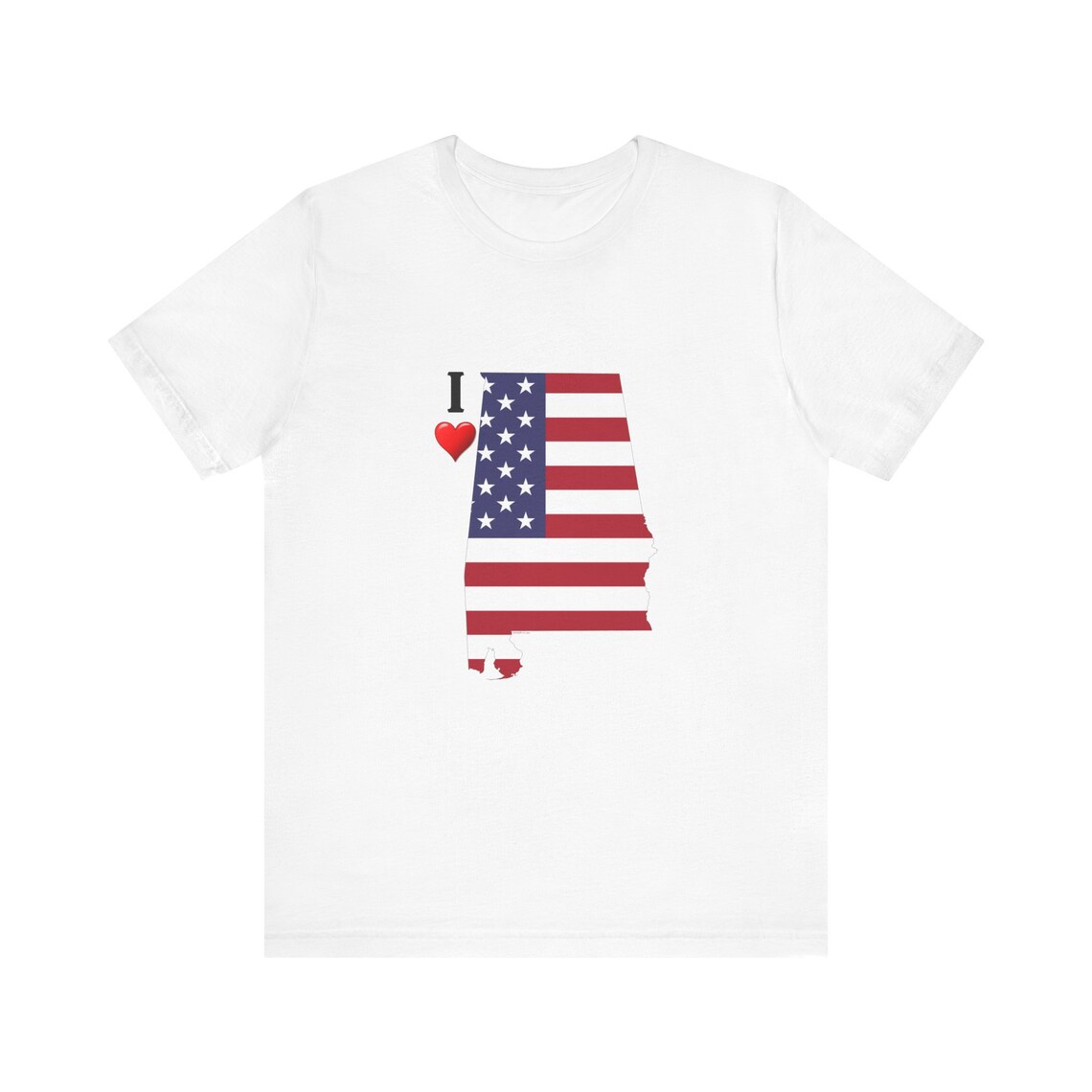 I Love Alabama State Shape With United States Flag Unisex Jersey Short ...