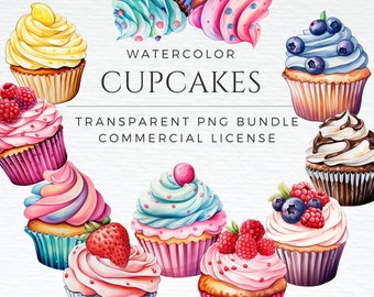 Cupcakes Clipart Hand Drawn Cupcakes Line Art Set of 6 PNG - Etsy