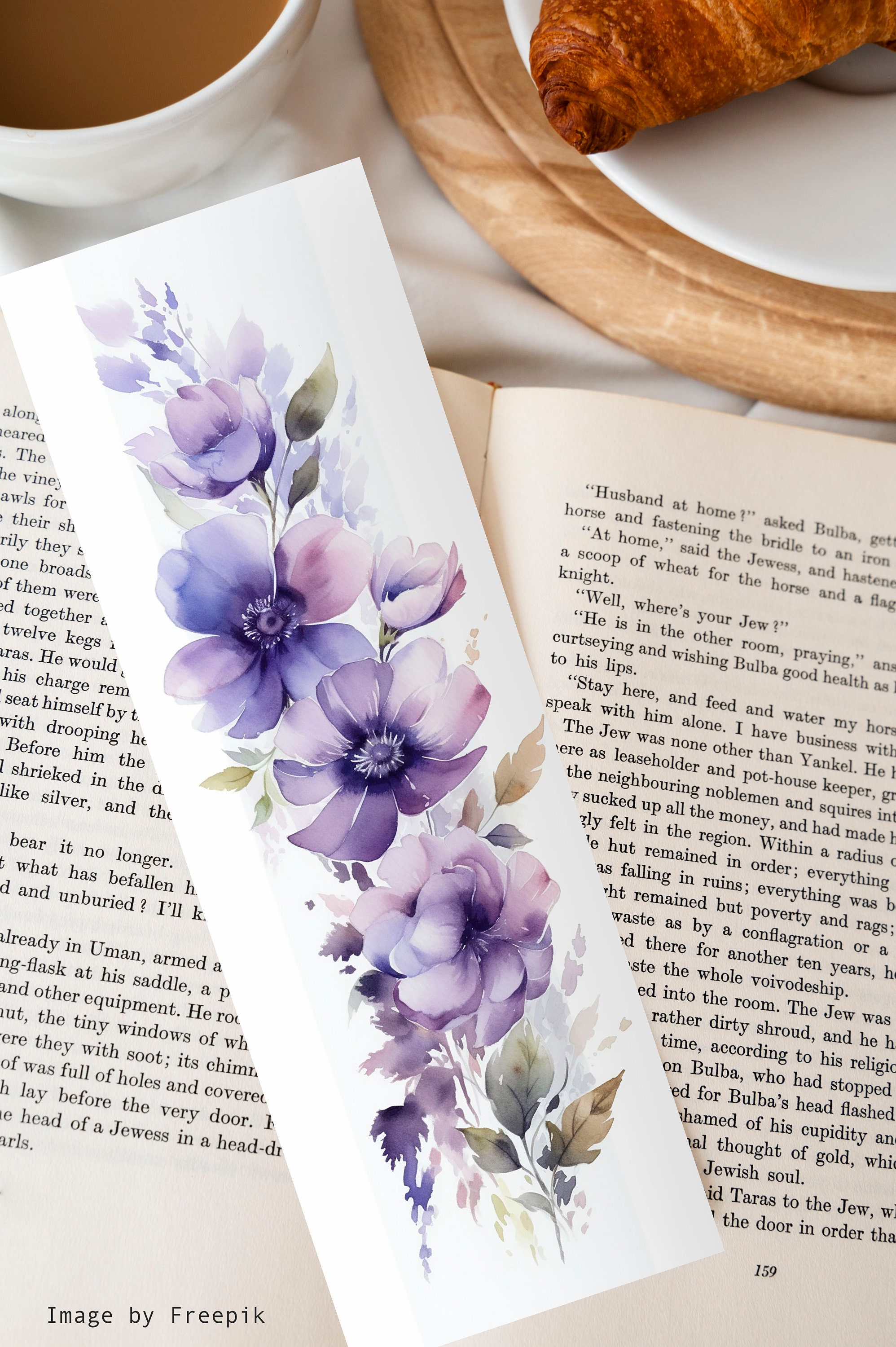 Bundle of 16 Violet Watercolour Flower Digital Bookmarks to Download ...