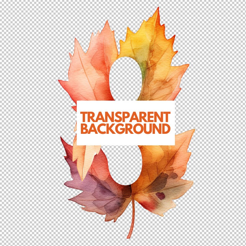 Watercolor Autumn Numbers Clipart PNG Bundle Autumn Aesthetic Clip Art ...