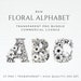 Floral Alphabet Drawing Letters Clipart PNG Bundle Floral Clip Art ...