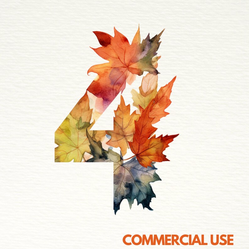 Watercolor Autumn Numbers Clipart PNG Bundle Autumn Aesthetic Clip Art ...