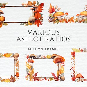 Autumn Frames PNG Bundle Transparent Full Commercial License Watercolor ...