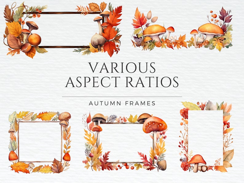 Autumn Frames PNG Bundle Transparent Full Commercial License Watercolor ...