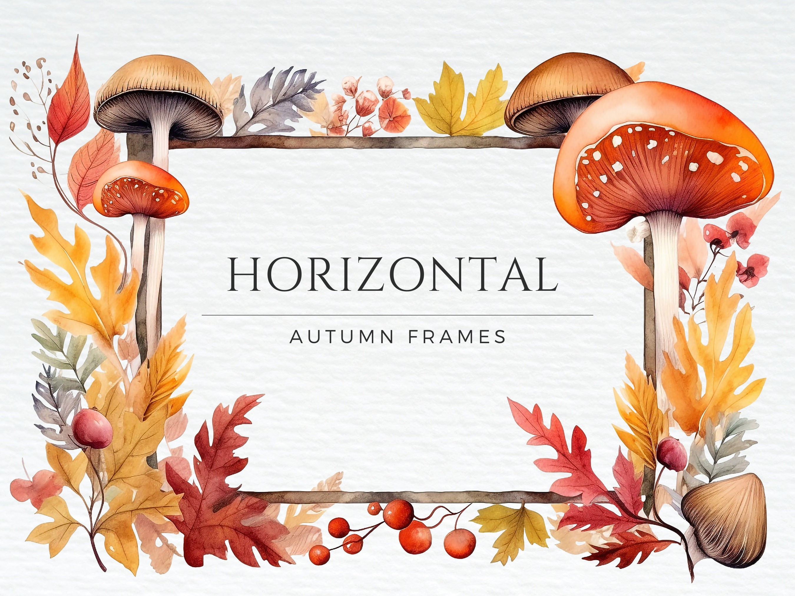 Autumn Frames PNG Bundle Transparent Full Commercial License Watercolor ...