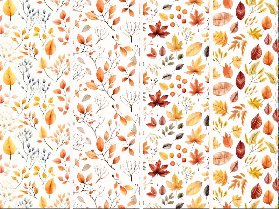 Autumn Leaves Digital Paper Seamless Patterns Commercial - Etsy