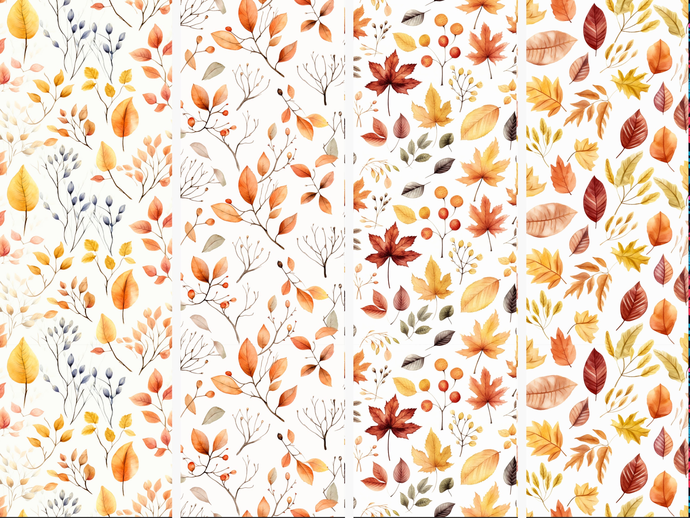 Autumn Leaves Digital Paper Seamless Patterns Commercial - Etsy