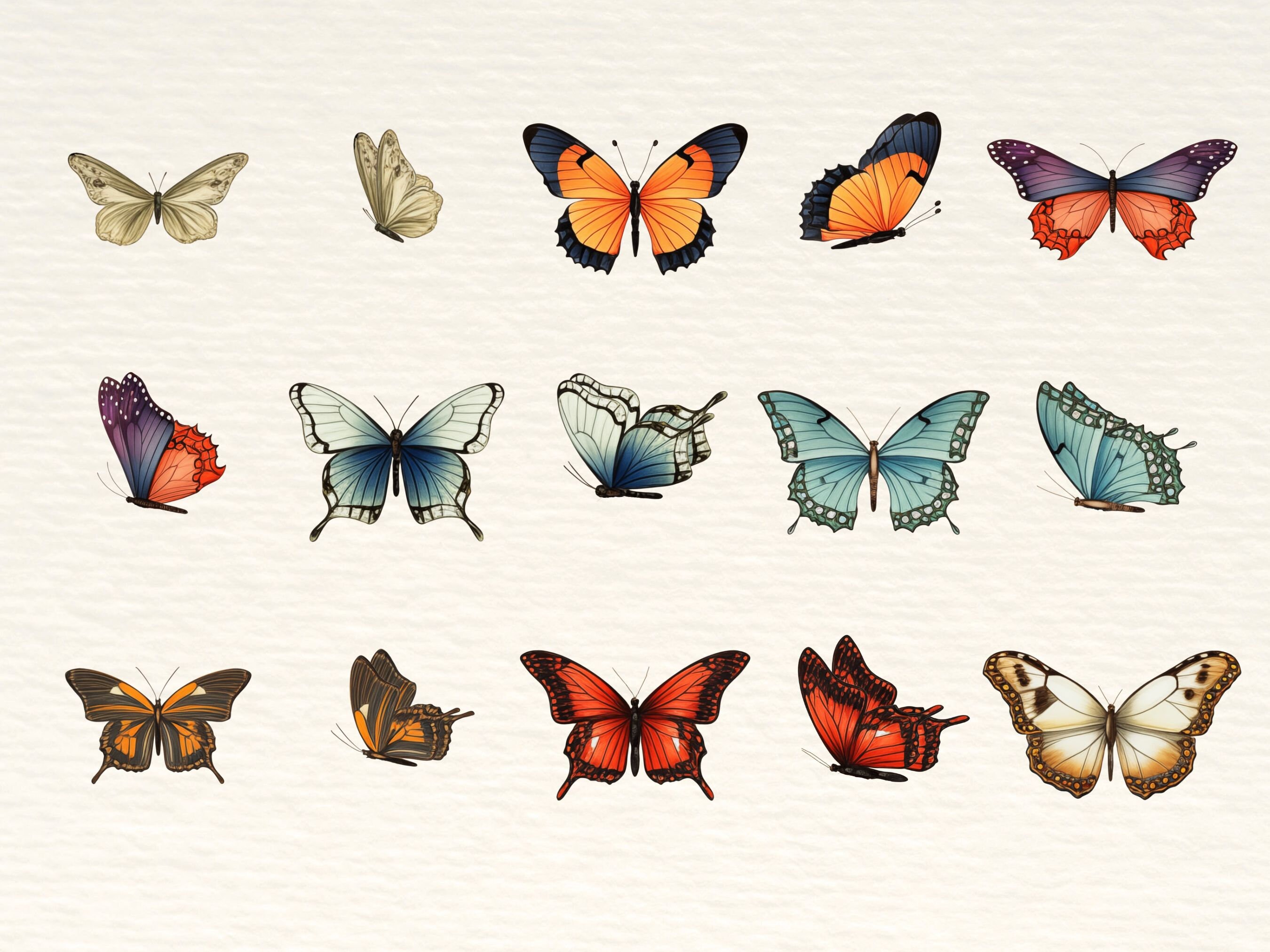 Butterfly Clipart Bundle Watercolor Butterfly Cliparts PNG Transparent ...