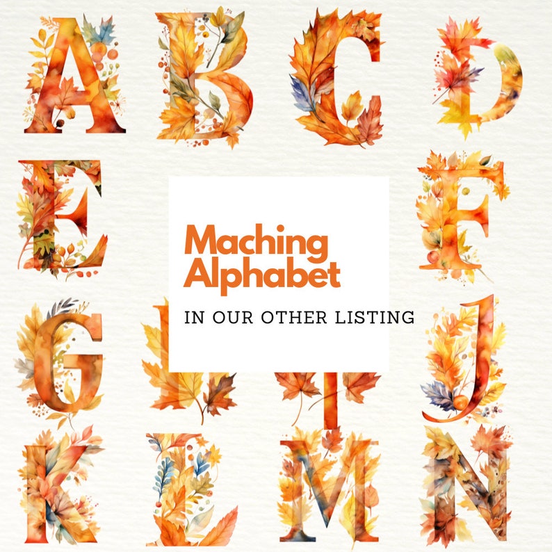 Watercolor Autumn Numbers Clipart PNG Bundle Autumn Aesthetic Clip Art ...