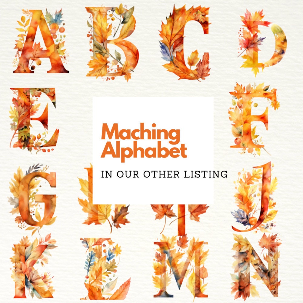 Watercolor Autumn Numbers Clipart PNG Bundle Autumn Aesthetic Clip Art ...