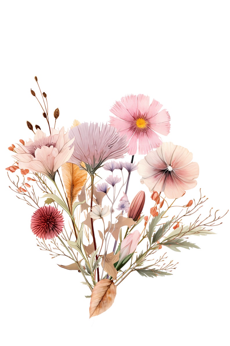 Wild Boho Flowers PNG Bundle Transparent Full Commercial License ...