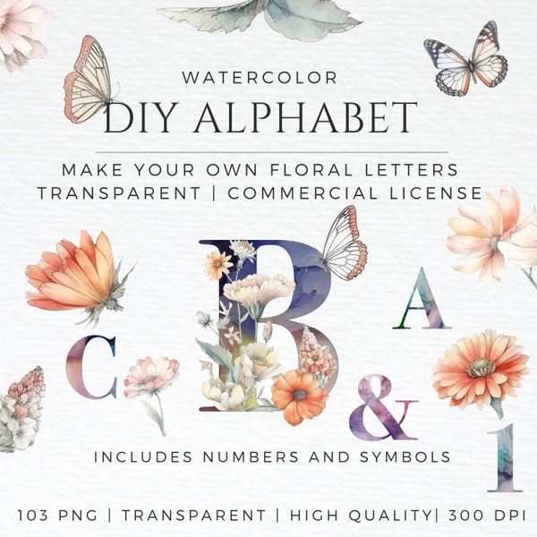 Floral Alphabet Png - Etsy