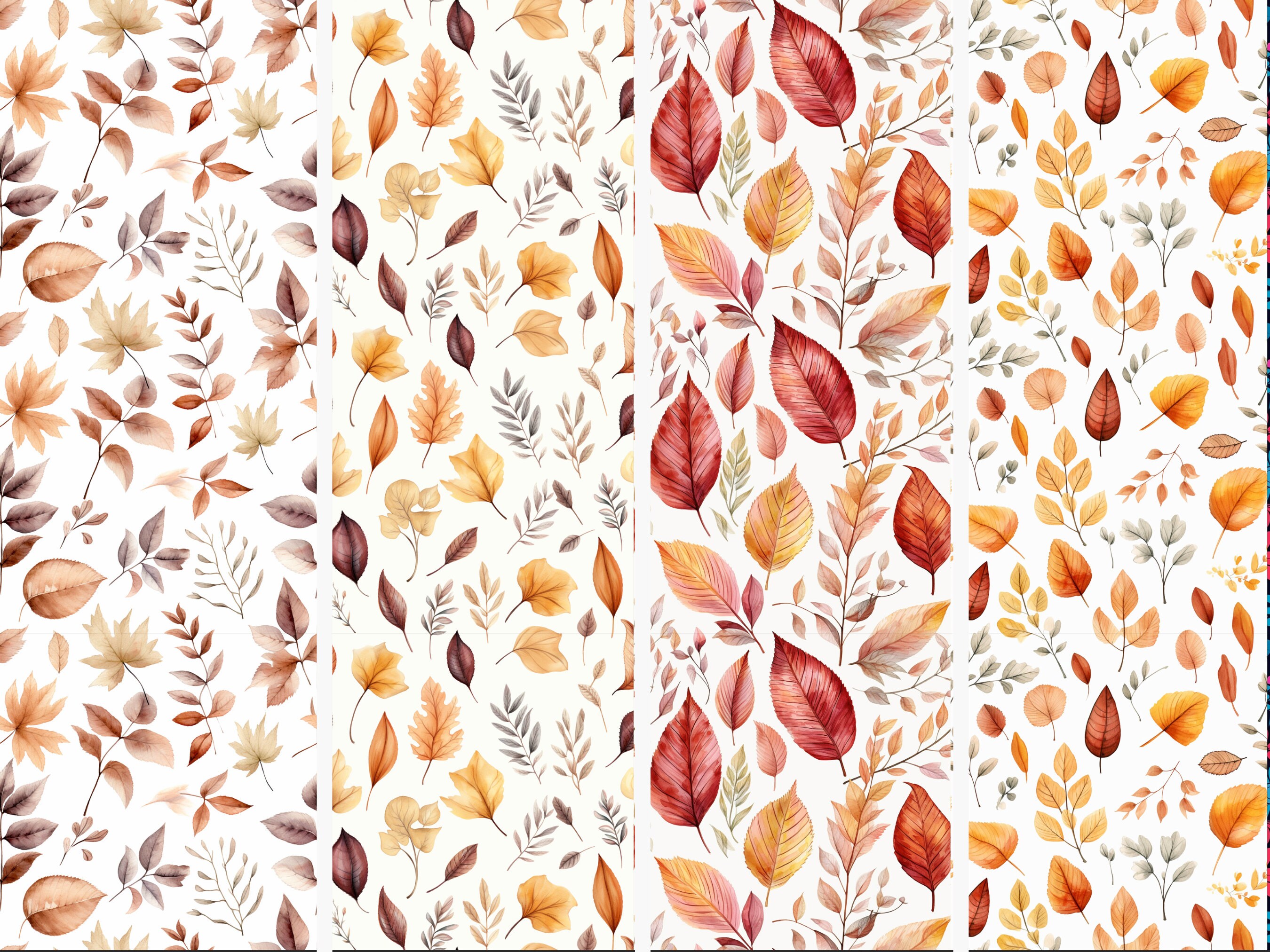 Autumn Leaves Digital Paper Seamless Patterns Commercial - Etsy