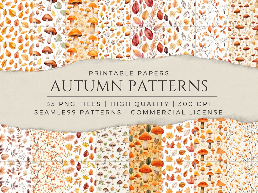 Autumn Leaves Digital Paper Seamless Patterns Commercial License ...