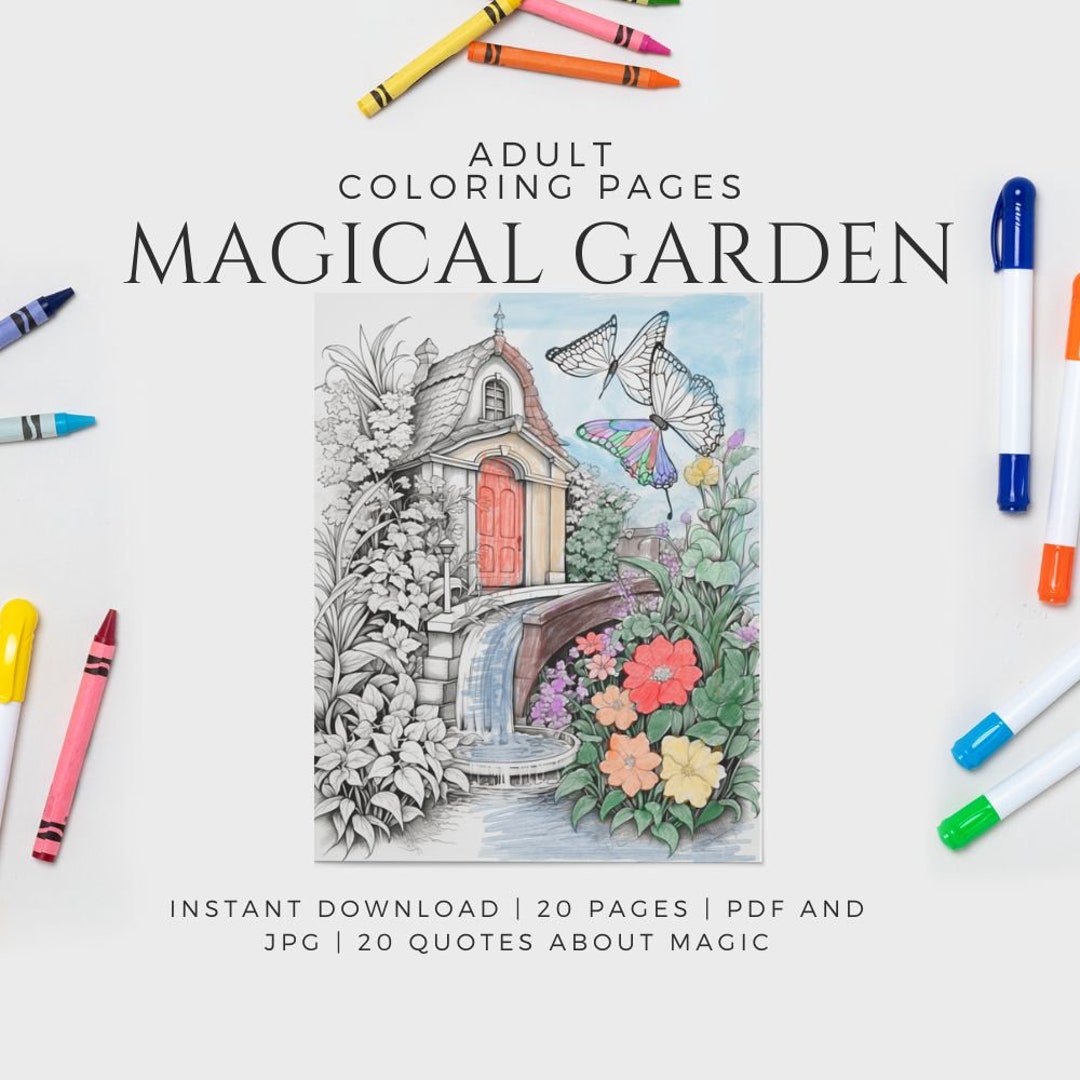 Adult Coloring Book Magical Garden Printable Coloring Pages Magic ...
