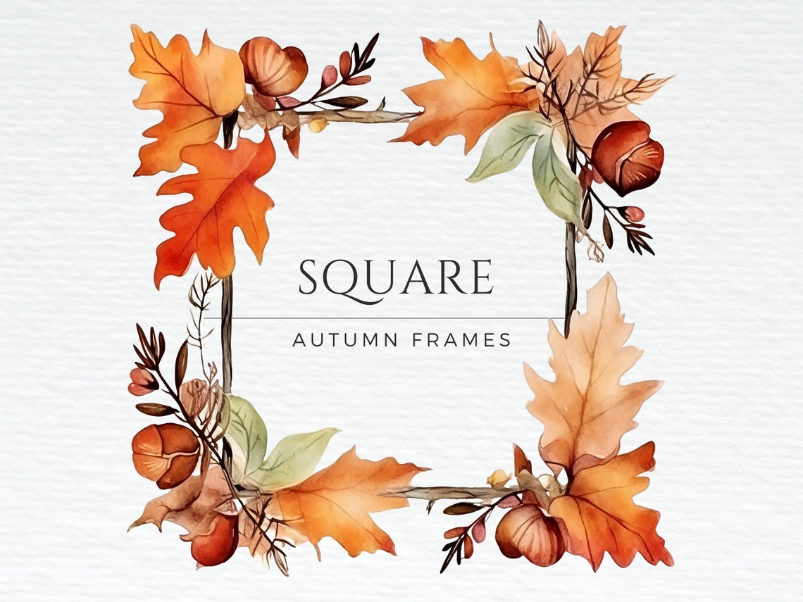 Autumn Frames PNG Bundle Transparent Full Commercial License Watercolor ...