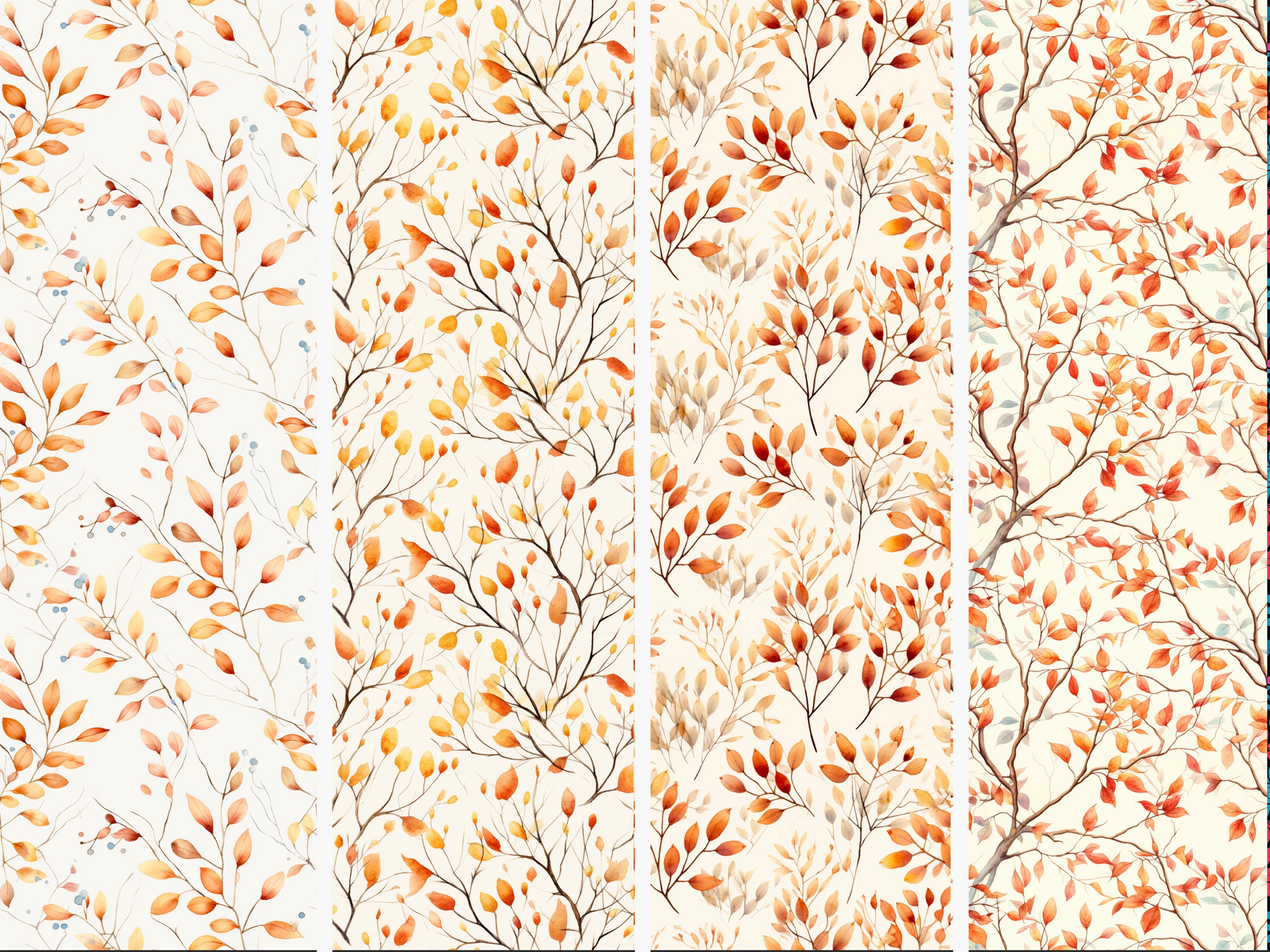 Autumn Leaves Digital Paper Seamless Patterns Commercial - Etsy