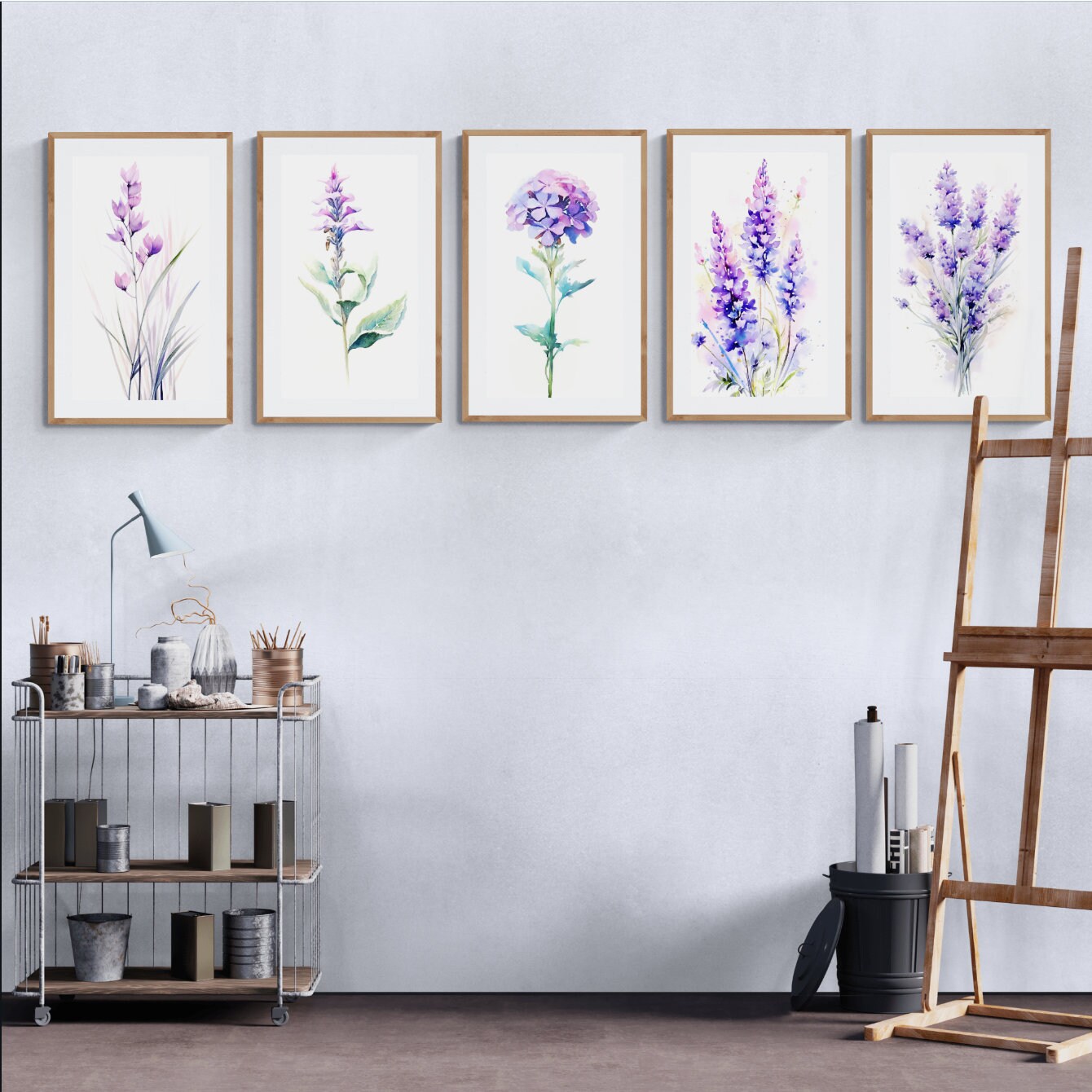 Purple Botanical Clipart Bundle PNG Watercolor Violet Flowers Bundle ...