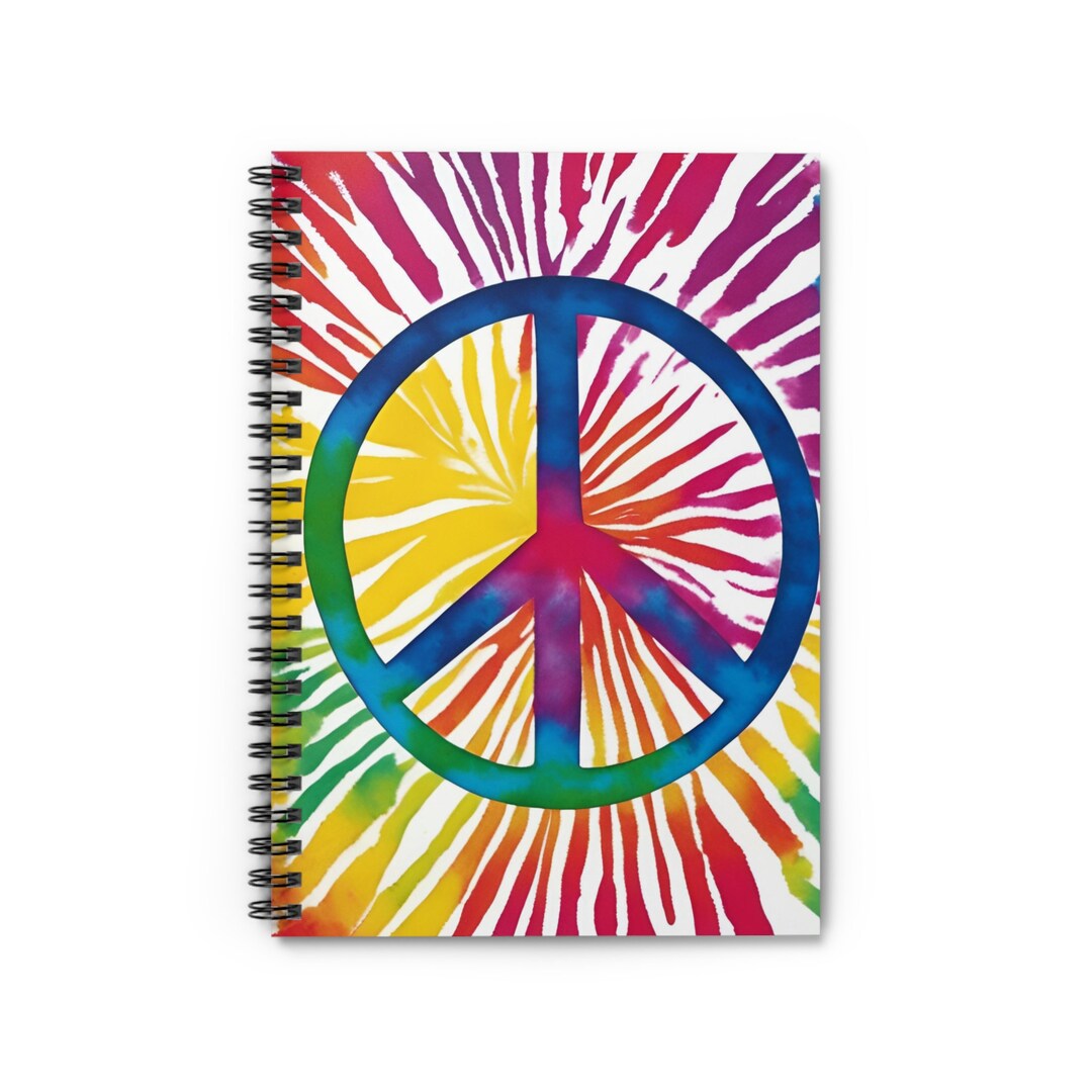 Tie Dye Peace Sign Spiral Notebook Ruled Line, Boho, Hippie - Etsy