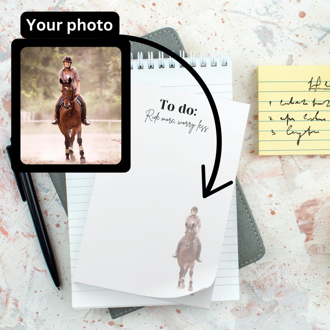 Horse Gift Post-it Notes, Equestrian Personalized Photo Gift, Custom ...