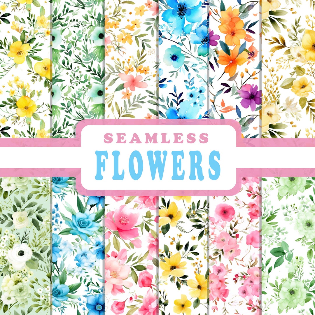 Seamless Flowers Digital Paper, Flowers Pattern, Floral Prints, Flowers ...