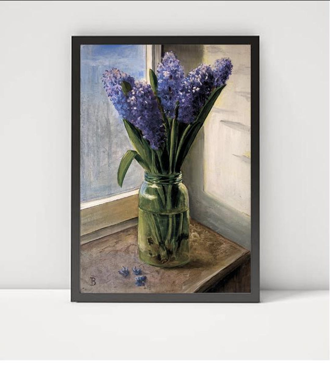 Original Lilac Hyacinth Oil Painting - Handmade Flower Art on Cardboard ...