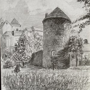 Old Town Charm Drawing Original Artwork in Your Home - Etsy