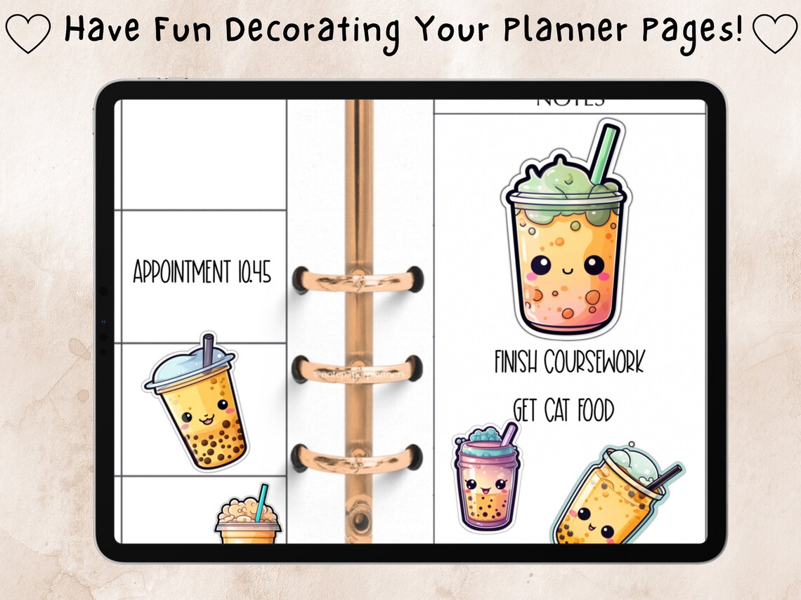 Kawaii Bubble Tea Digital Stickers | Digital Stickers | Goodnotes ...