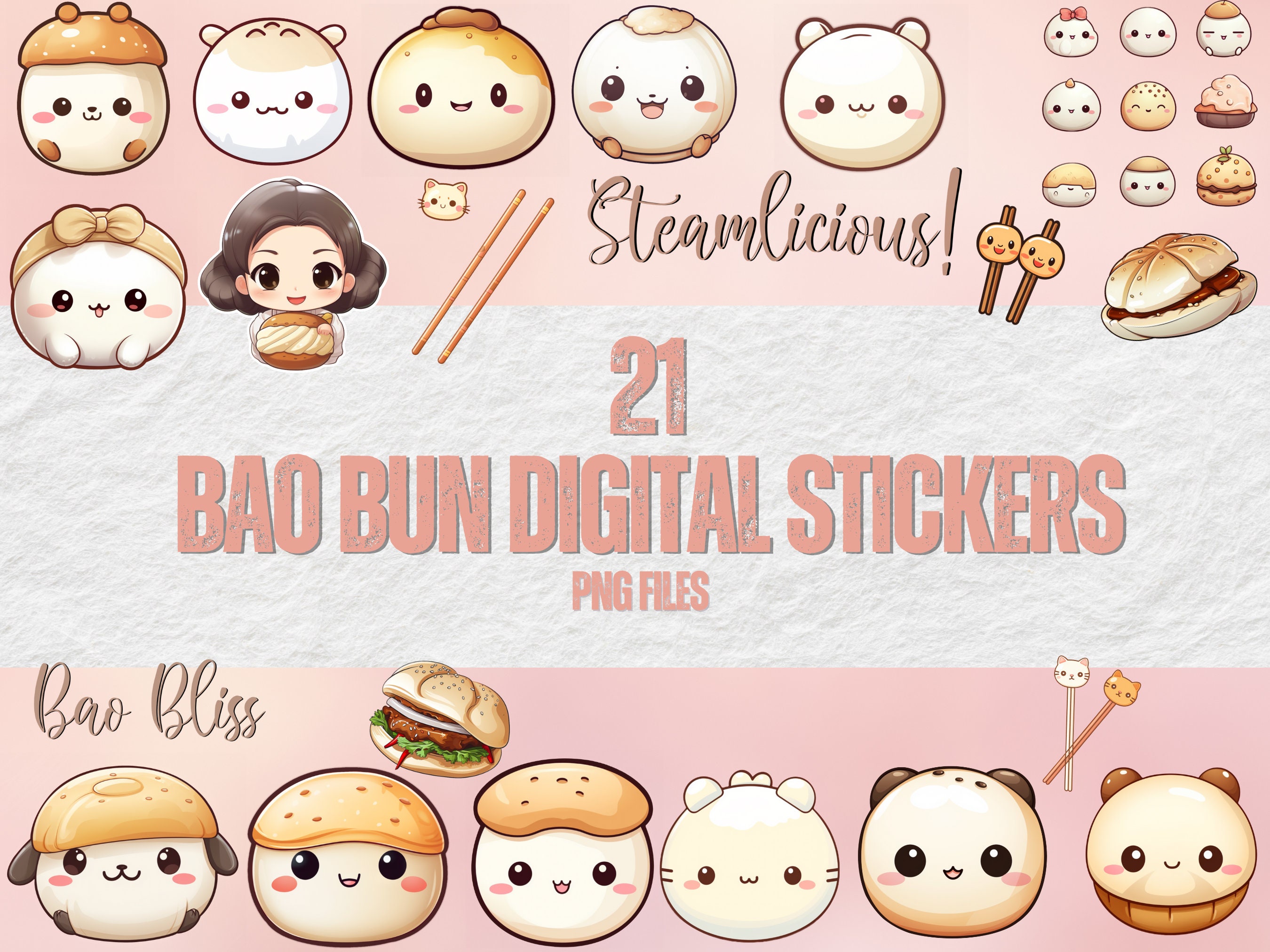 Kawaii Bao Bun Digital Stickers Digital Stickers Goodnotes - Etsy