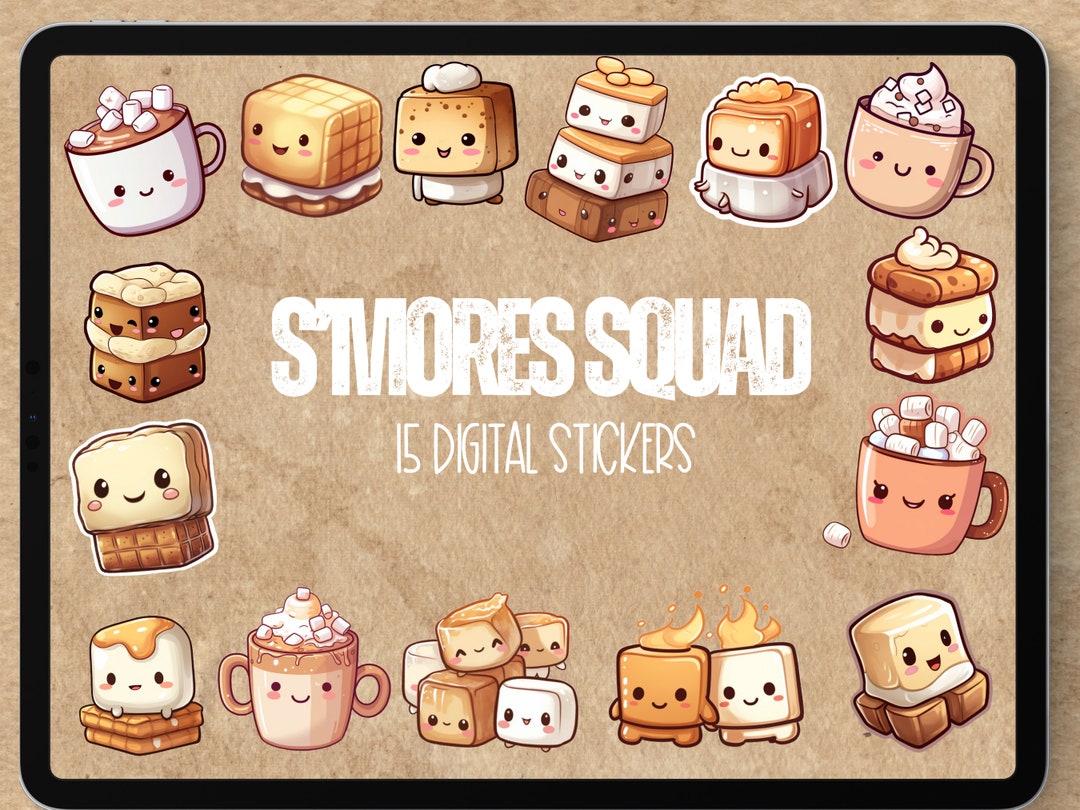 Kawaii S’mores Digital Stickers | Digital Stickers | Goodnotes Stickers ...
