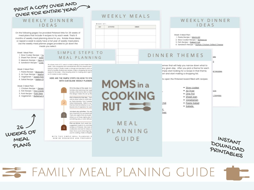 Meal Planning Guide for Busy Families, Busy Mom Meal Planner, Weekly ...