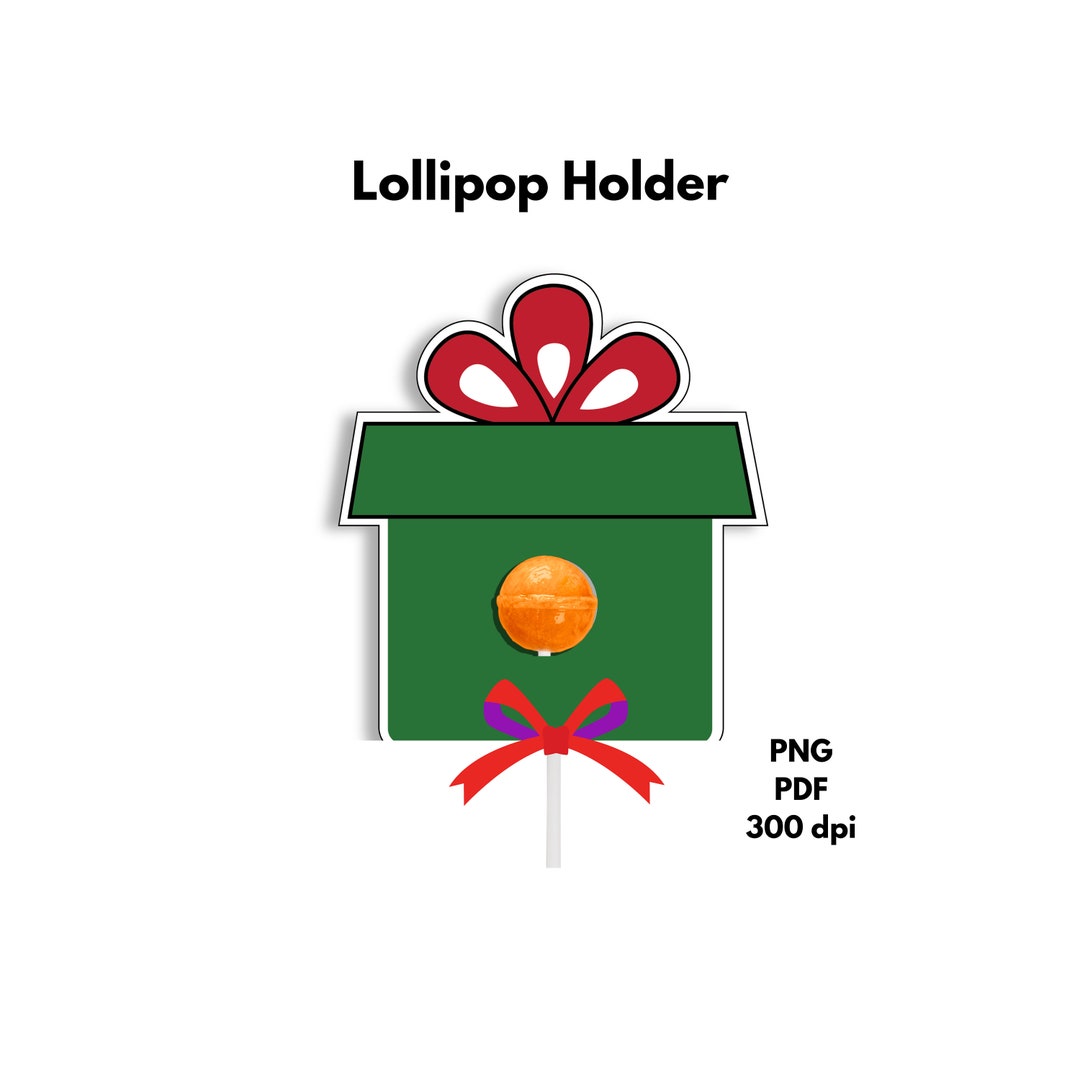 Green Christmas Gift Box Lollipop Holder Digital Download Printable ...