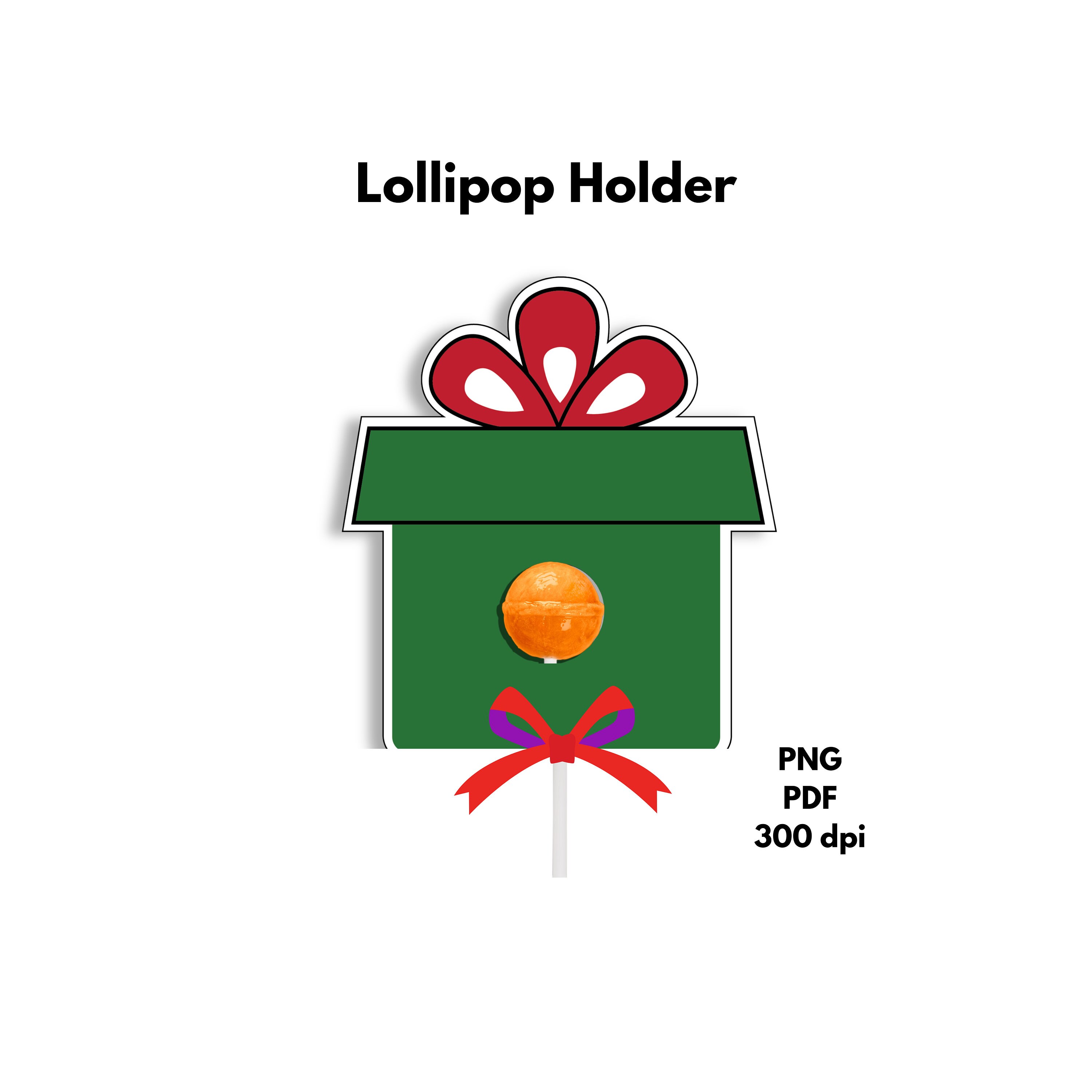 Green Christmas Gift Box Lollipop Holder Digital Download Printable ...