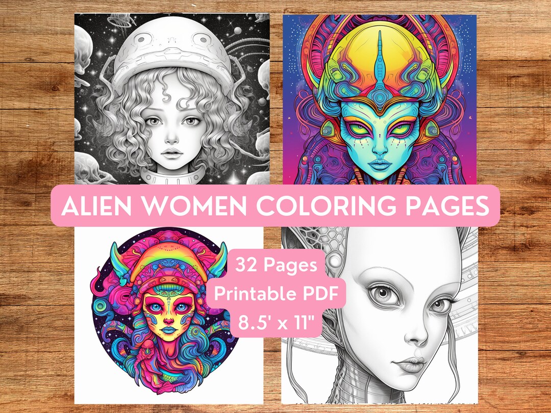 32 Alien Women Coloring Pages for Adults I Beautiful Alien Women I 8.5 ...