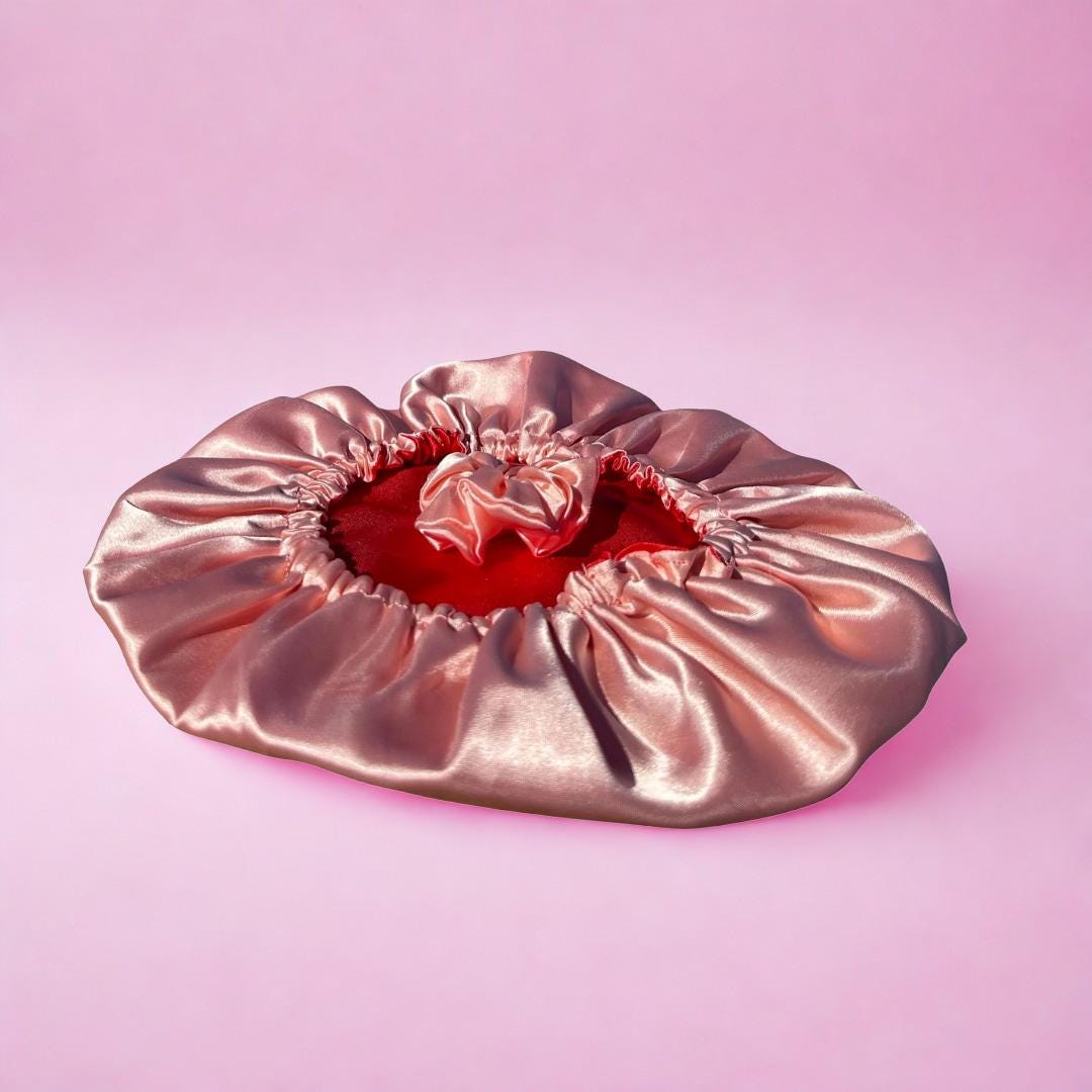 Reversible Satin Evening Bonnet - Rose and Rouge With Chouchous ...