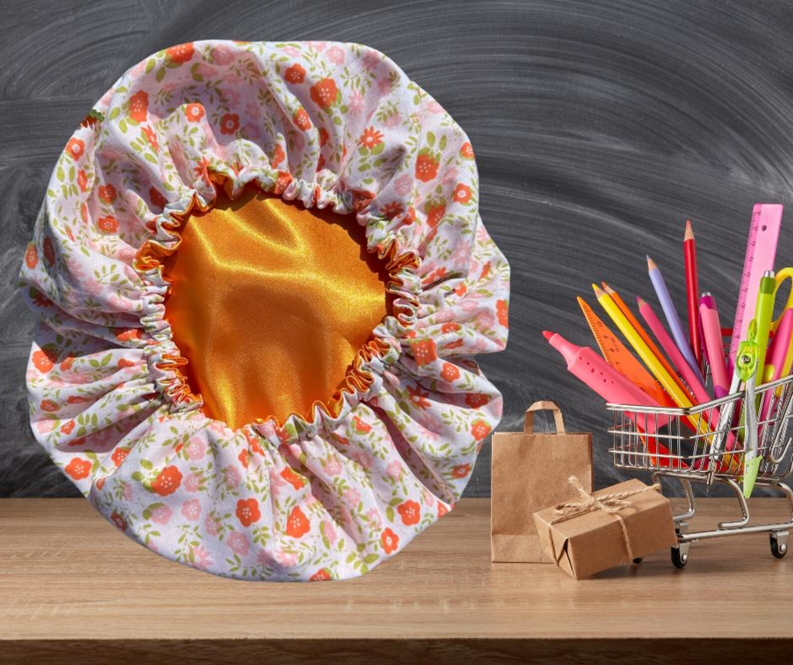 Orange Satin Nightcap:. Pour Modern Girls and Women-antifrizz, Handmade ...