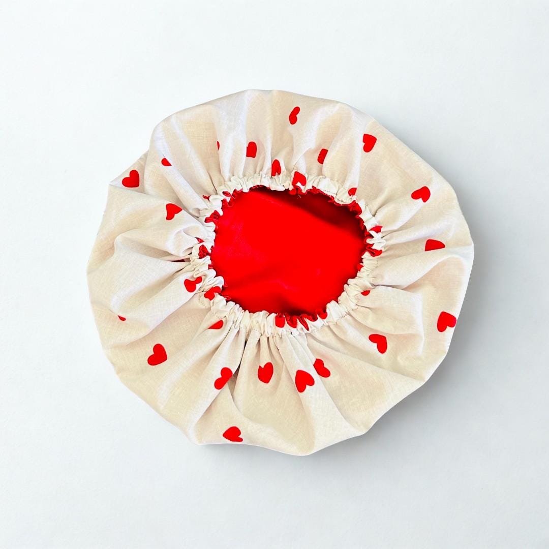 Handmade Sleeping Cap in Red Satin on the Inside and Cotton With Hearts ...