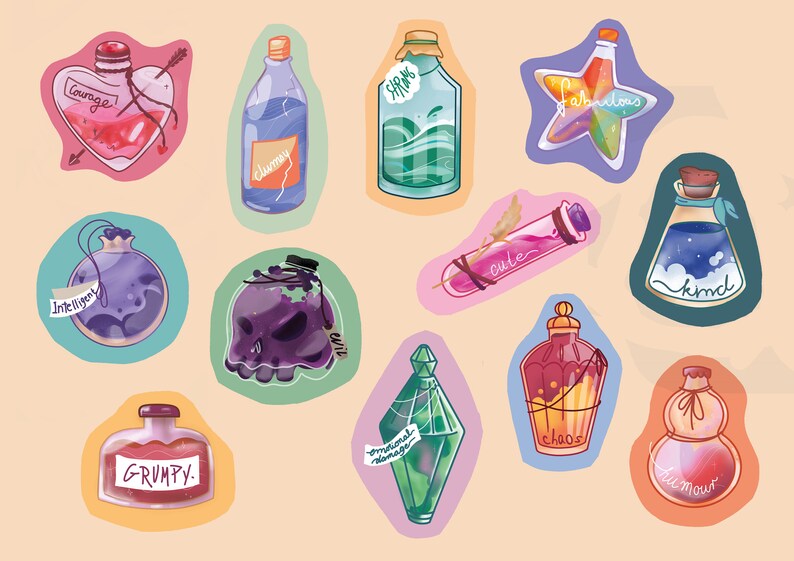Magic Potion Character Traits Sticker Set - Etsy Canada